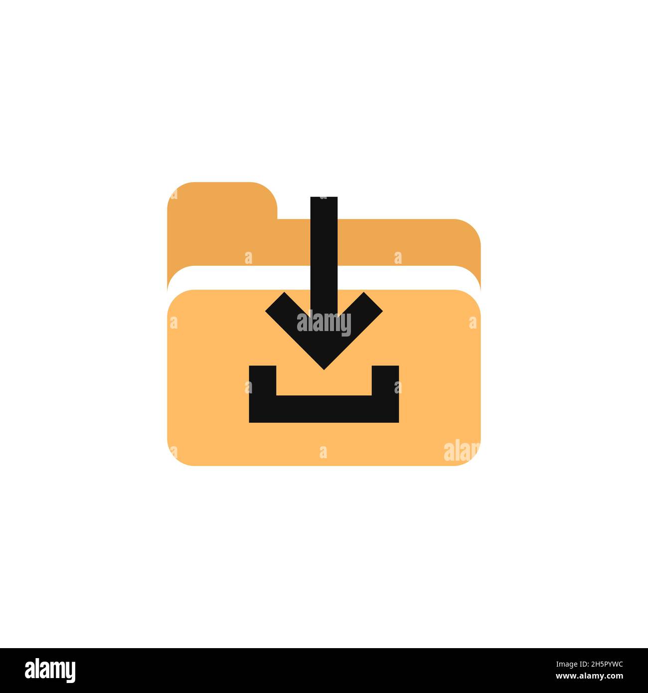 Download folder flat vector yellow icon, cloud archive project load ...
