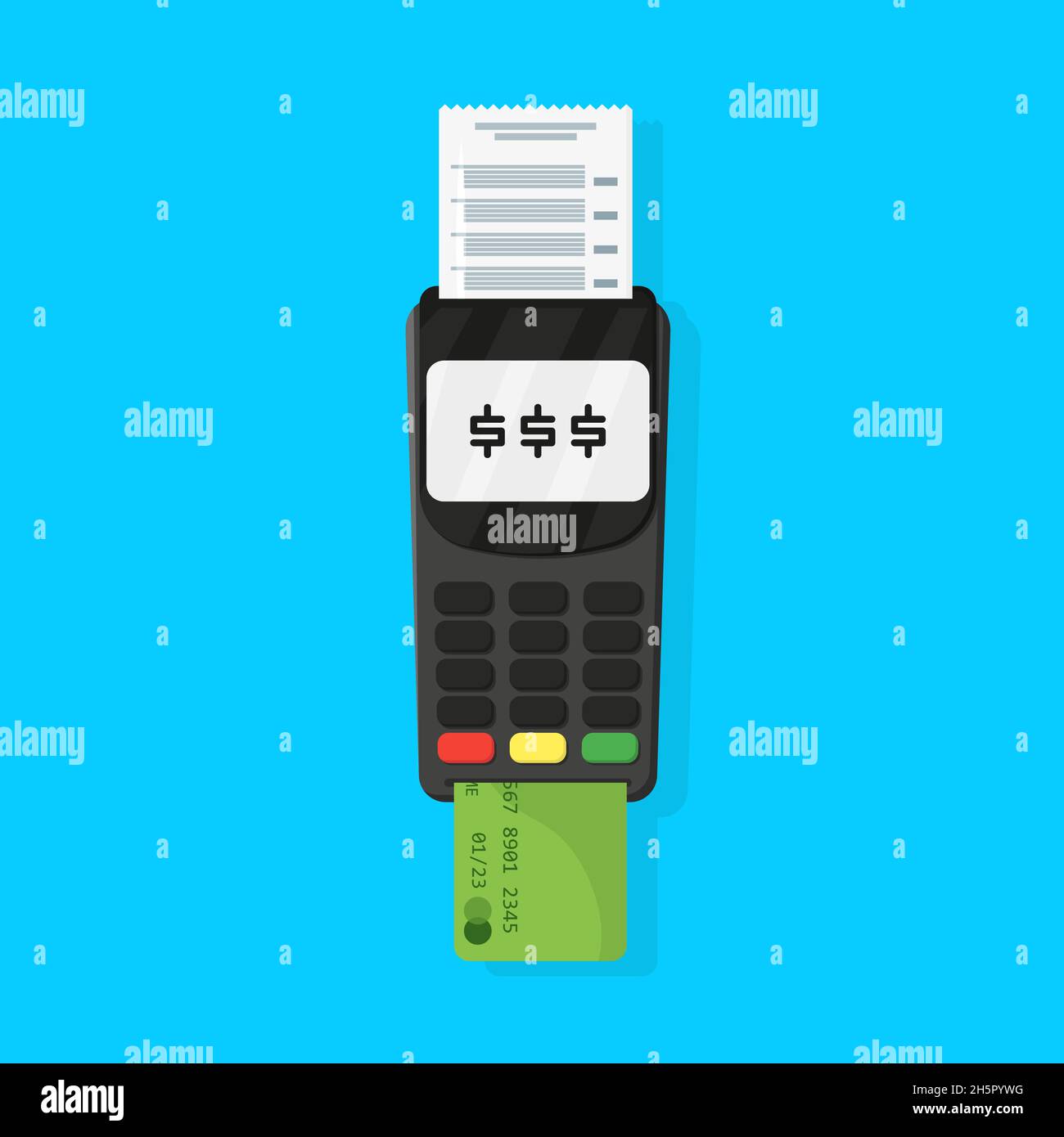 terminal with bank card and receipt, finance, vector Stock Vector Image ...