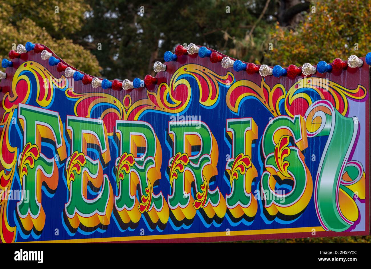 ferris wheel sign handpainted, old fashioned ferris wheel colourful ...