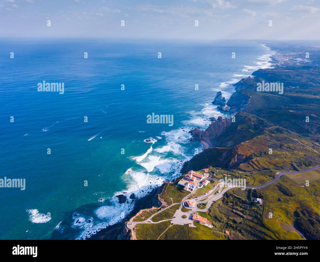Aerial view of lighthouse at Cabo da Roca Stock Photo - Alamy