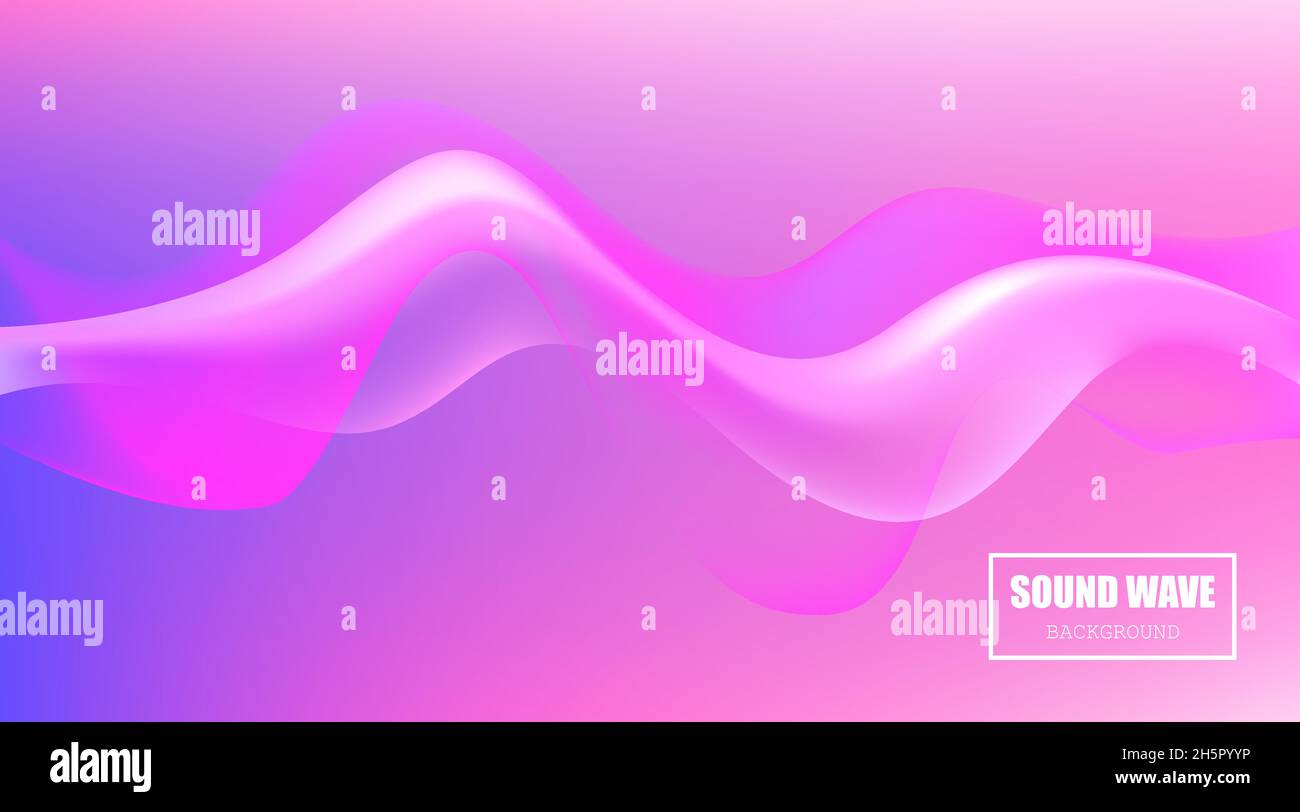 Sound wave vector abstract background, wavy voice signal flow pattern ...
