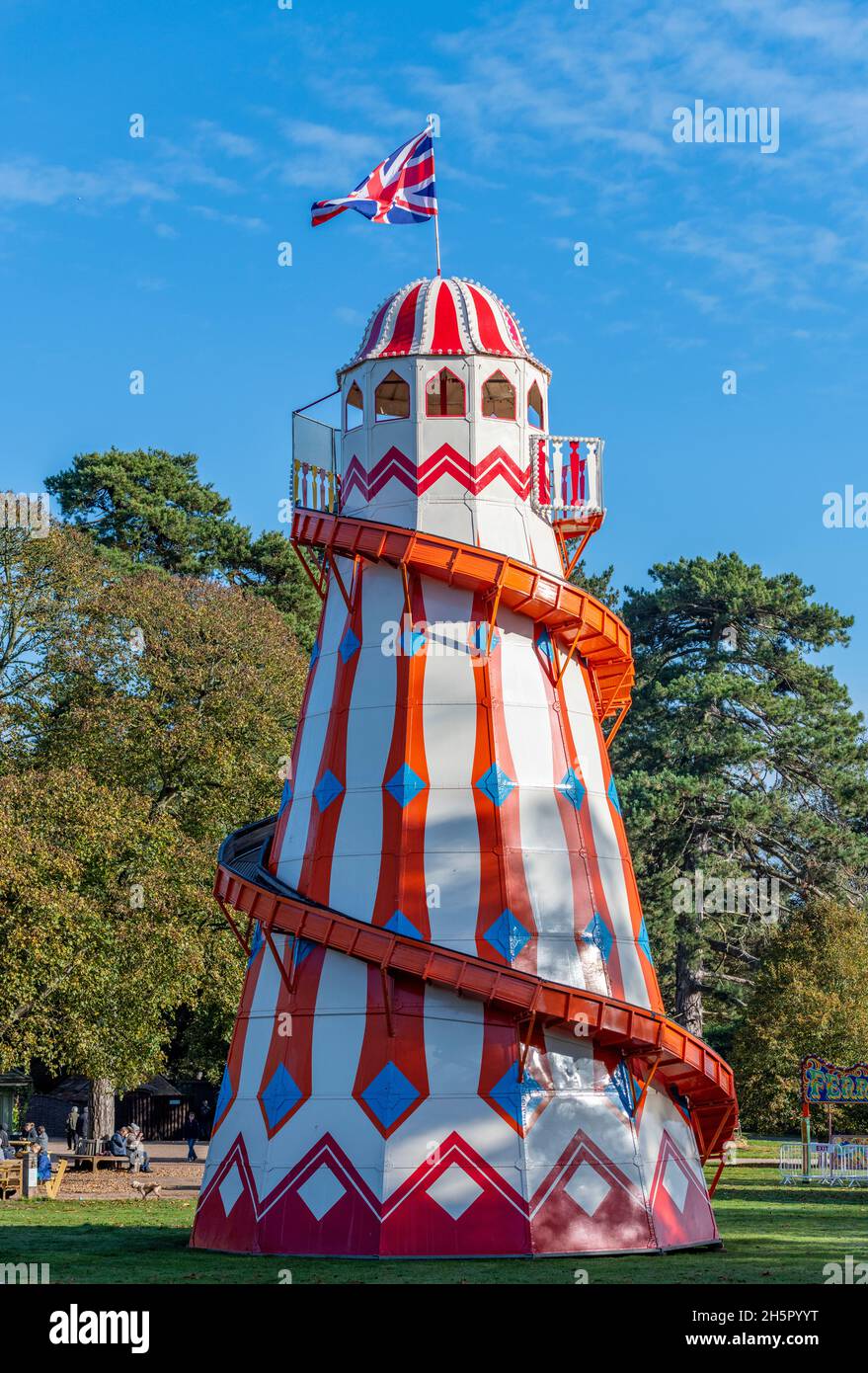 helter skelter fairgound ride, funfair helter skelter slide, colourful ...