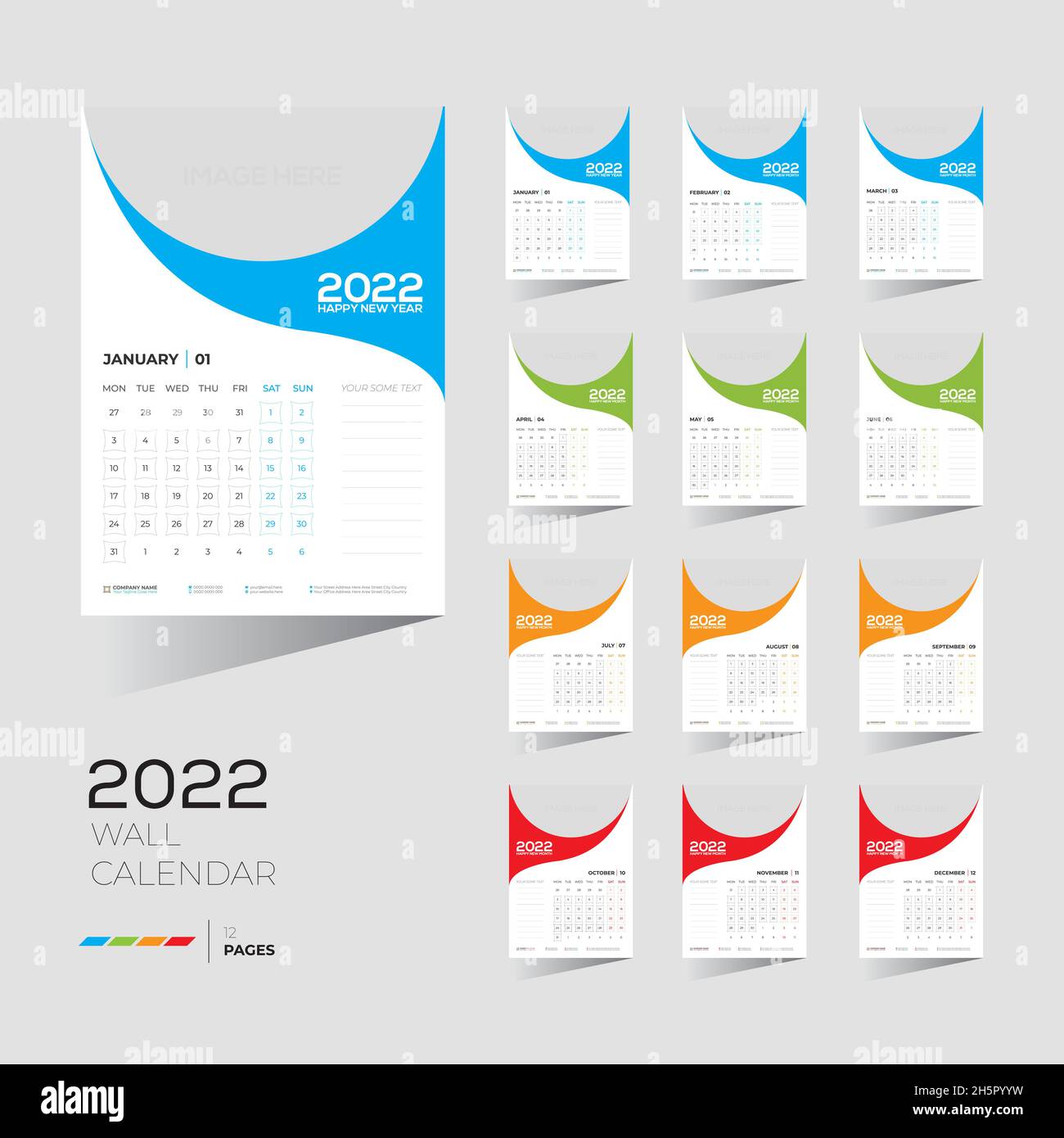 12 month 12 pages 2022 wall calendar design for personal or any kind of ...