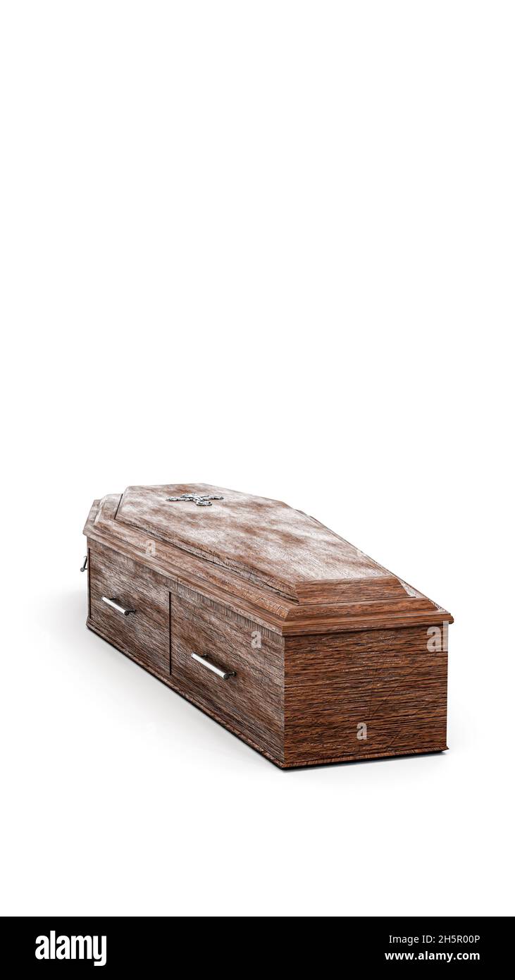 wooden coffin isolated on white background 3d illustration Stock Photo ...