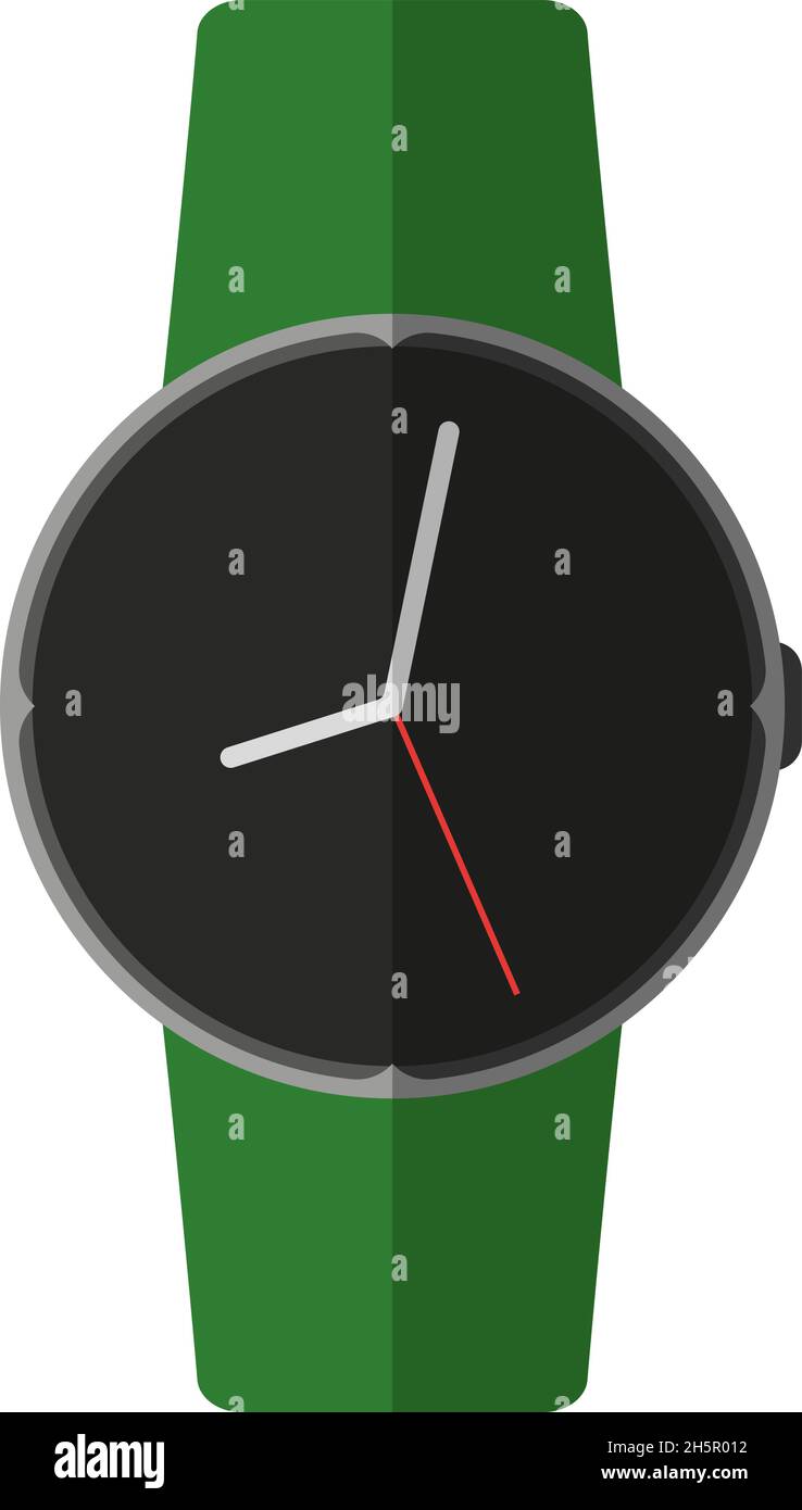 Wristwatches with green strap in flat style, vector Stock Vector Image ...