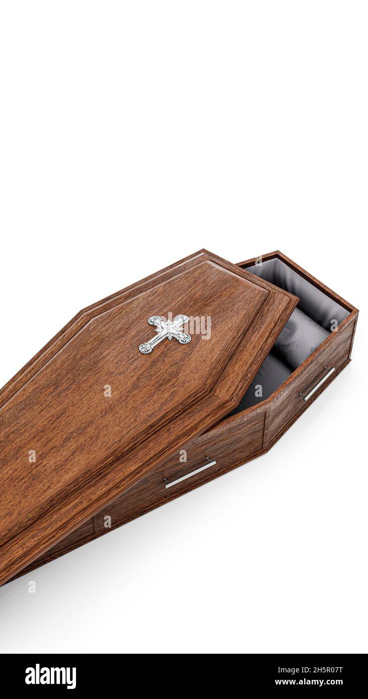 wooden coffin isolated on white background 3d illustration Stock Photo ...