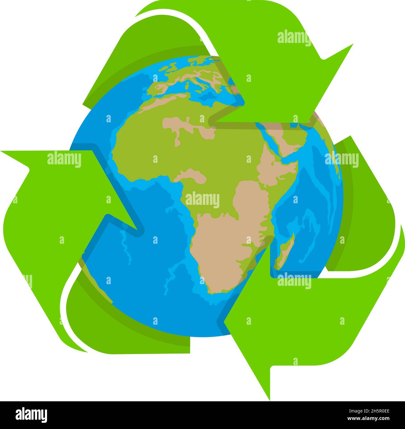 eco, planet earth and recycling symbol in flat Stock Vector Image & Art ...