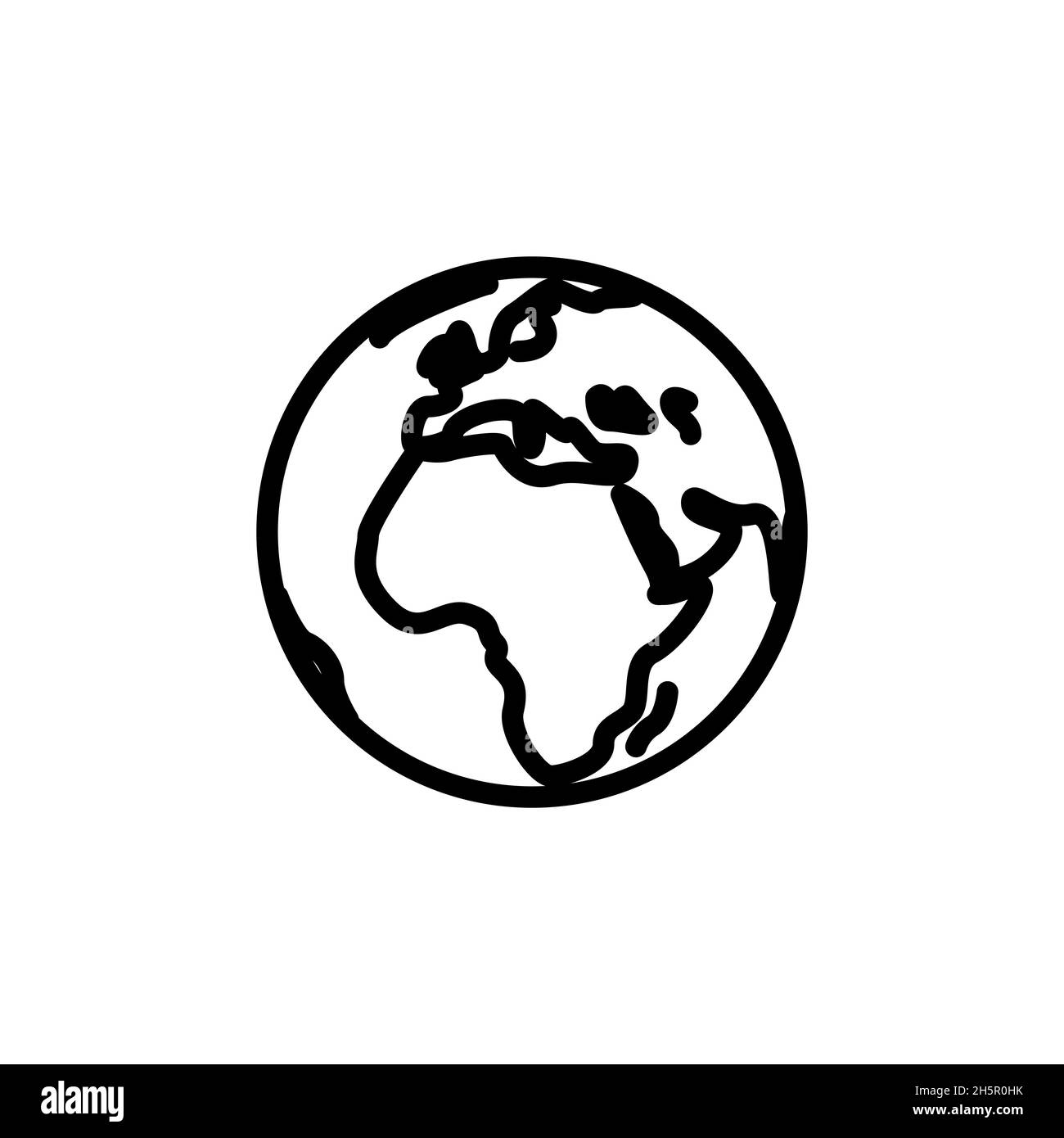 Globe map vector linear earth world planet outline round icon Stock ...