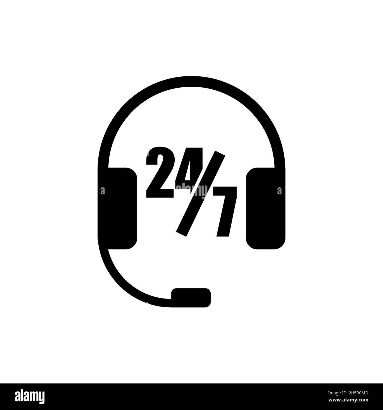 24 7 hours icon, vector illustration of 24h telephone line service ...