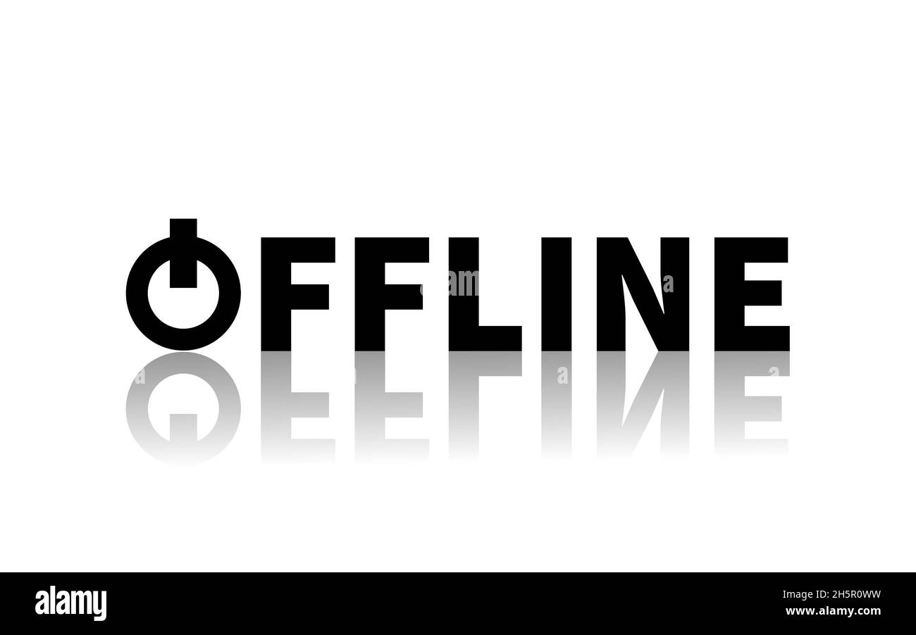 Offline vector text with shadow, digital detox concept word with o in ...