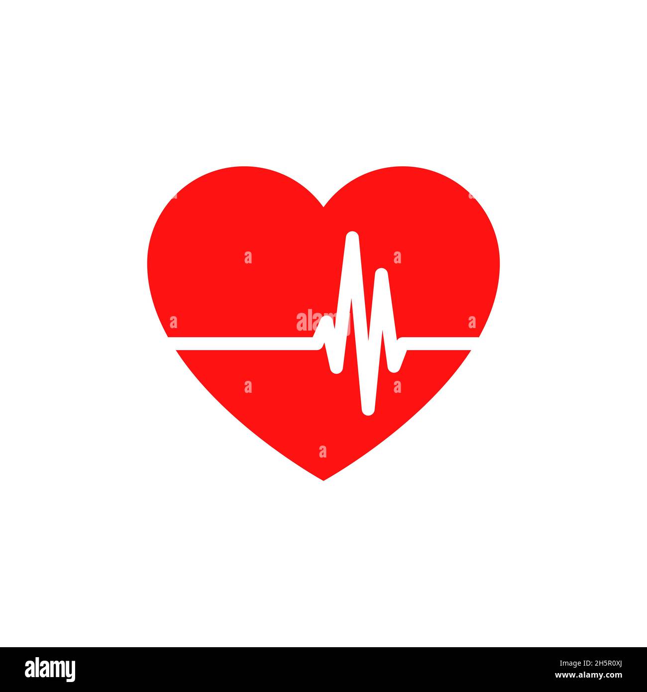 Heartbeat vector icon, red heart shape with cardio beat vector pulse ...
