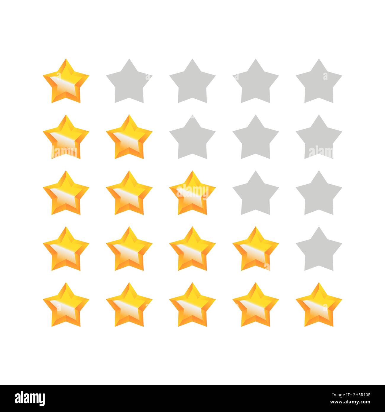Golden stars rating collection, vector review, gold star set flat rate ...