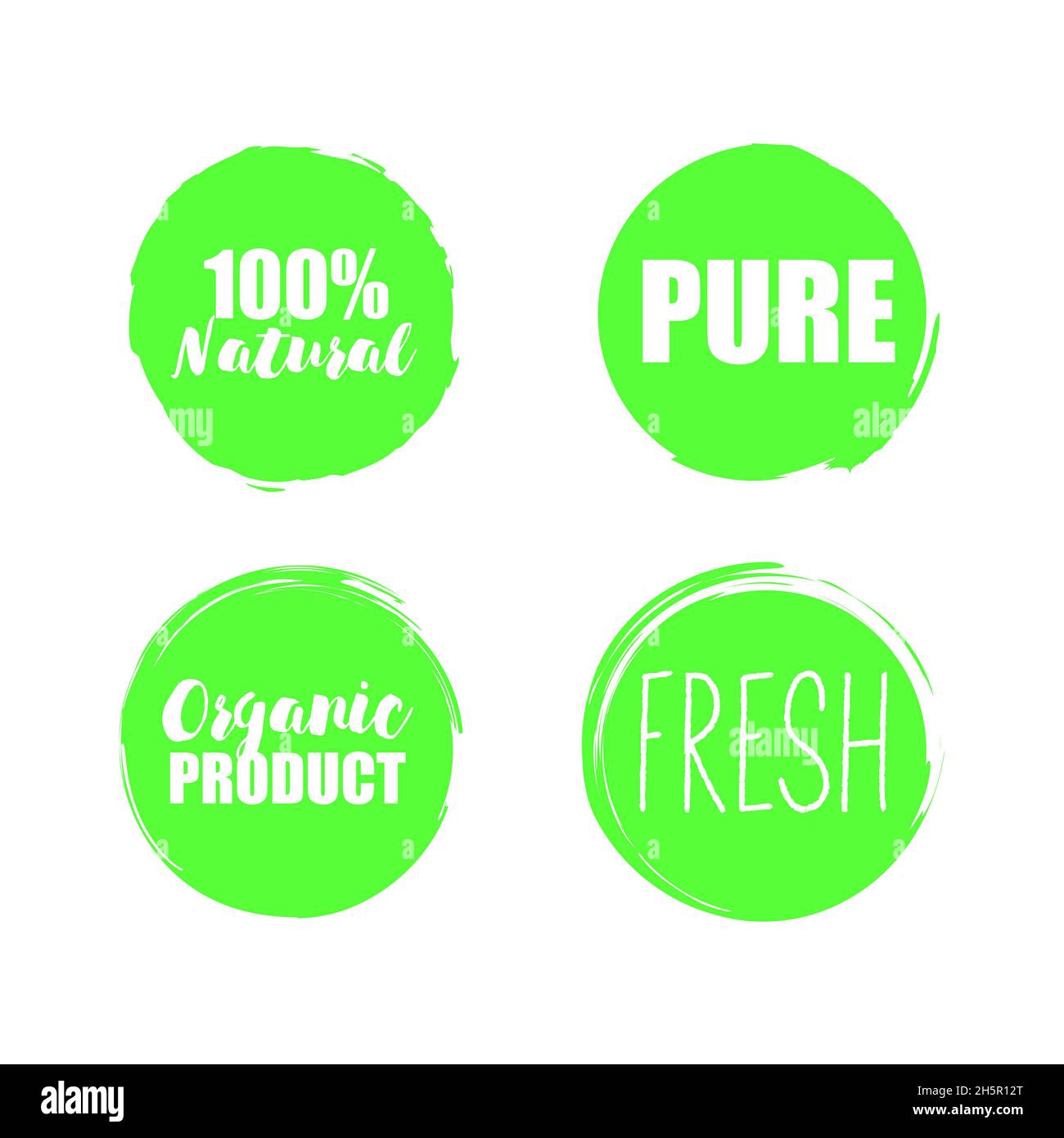Nature 100 percent, pure eco, organic fresh product set of label grunge ...