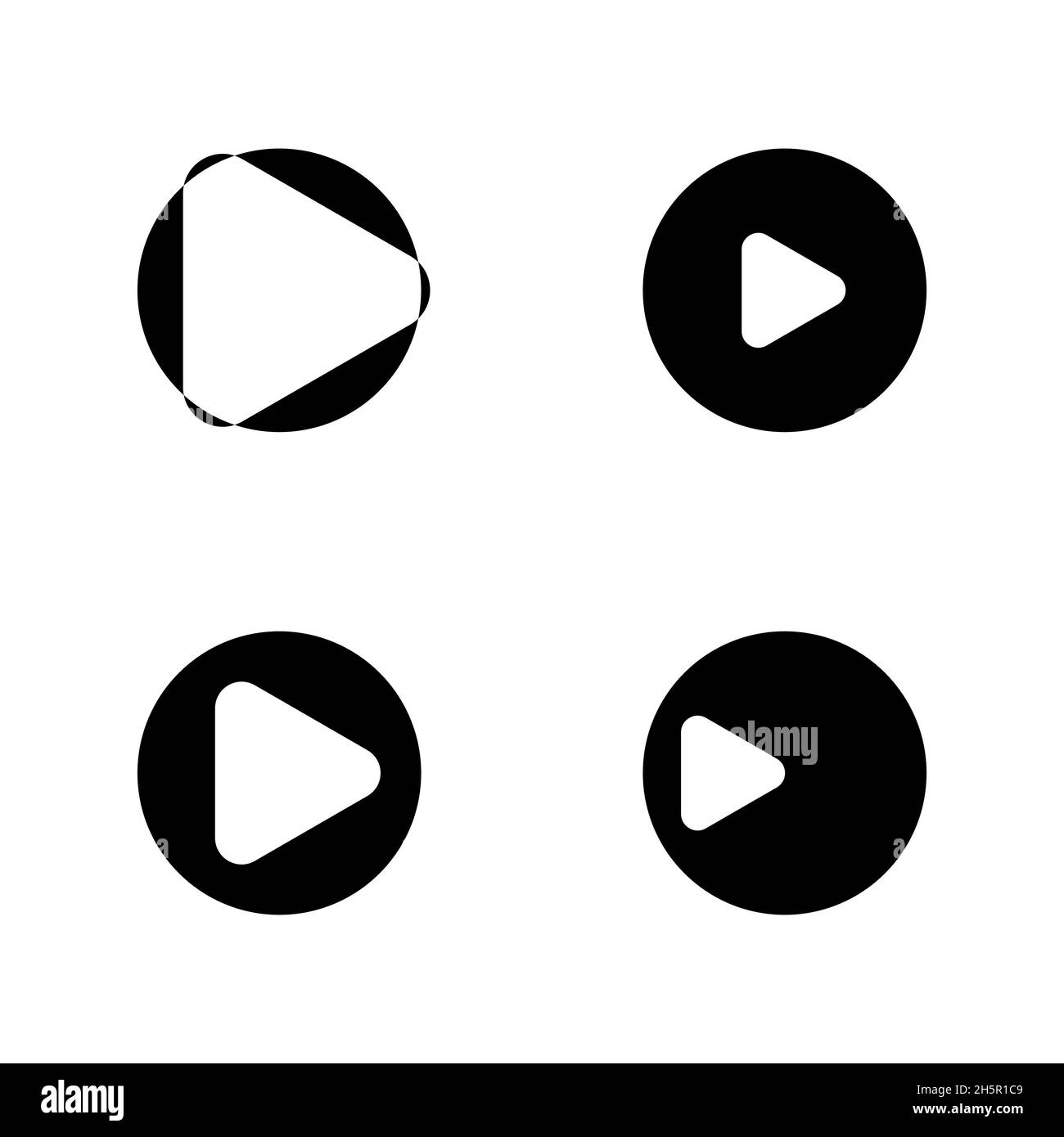 Play button icon set, vector collection of media music or video arrow ...