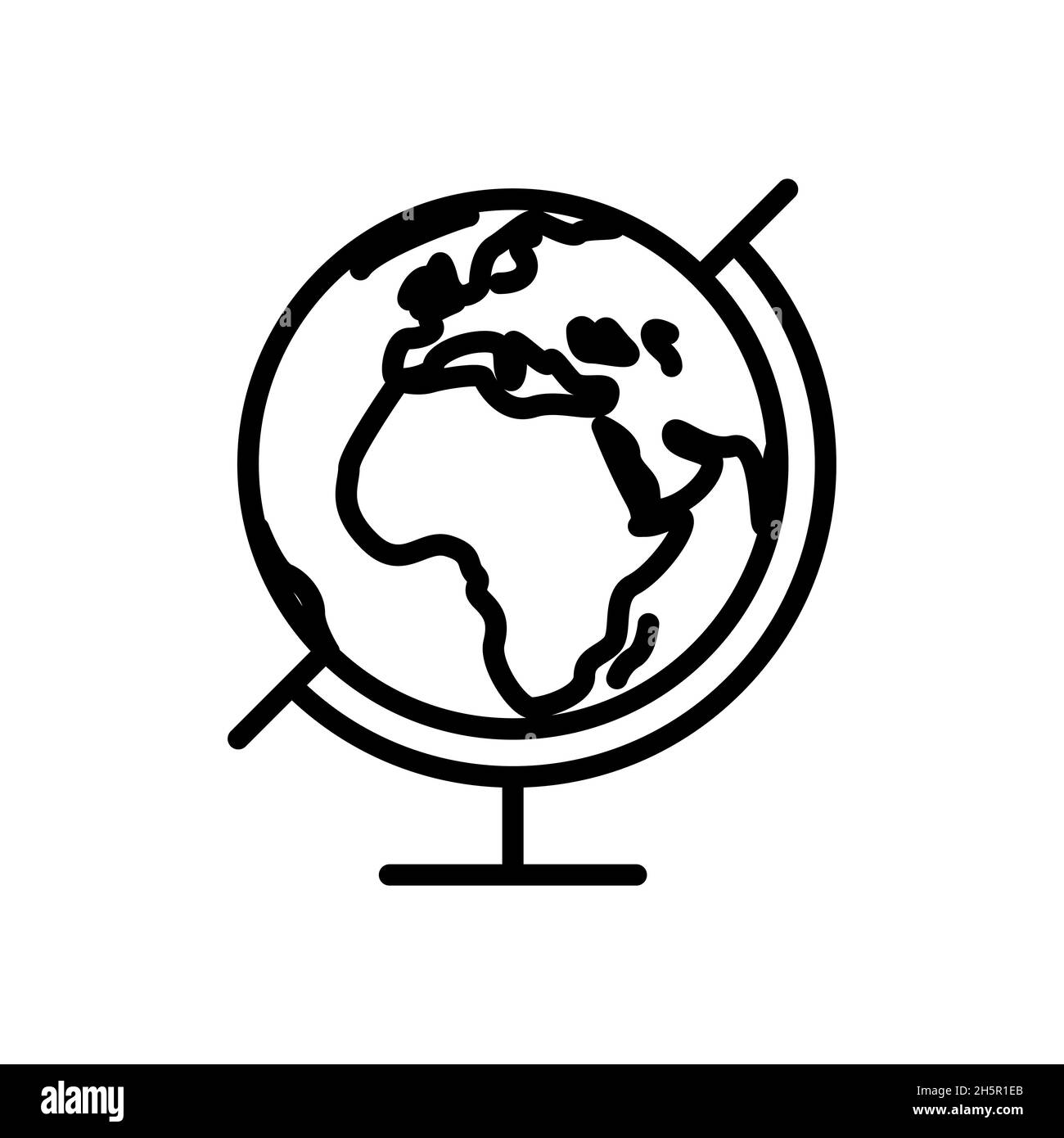 Earth globe vector geography linear icon, symbol of outline style ...