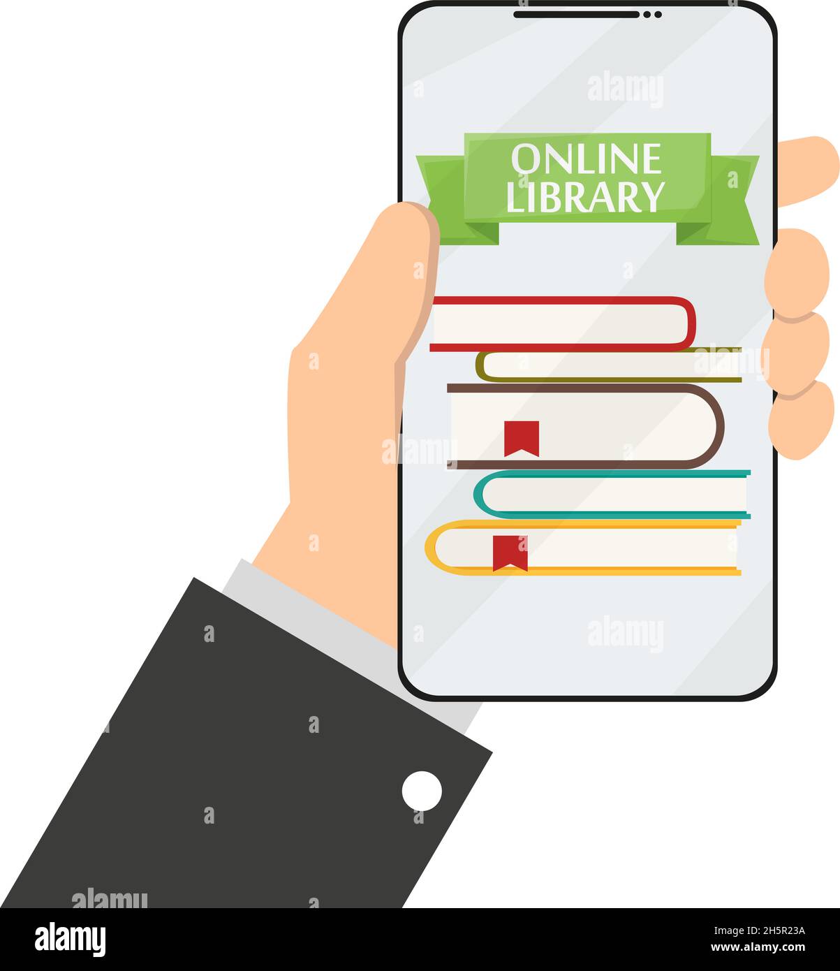 online library in hand vector in flat style Stock Vector Image & Art ...