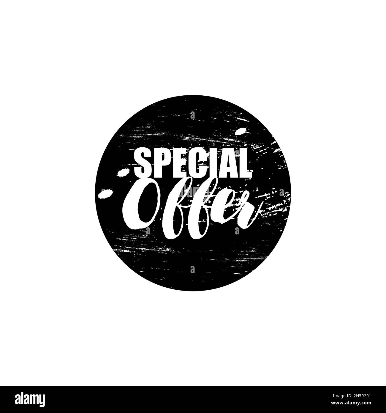 Special offer in black and white grunge style, discount sticker label ...