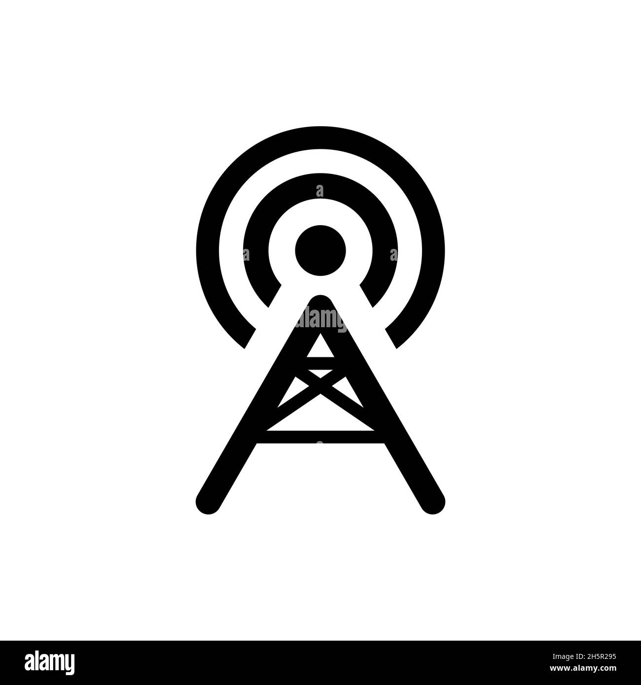 Wireless wi-fi connection transmitter antena tower broadcasting signal vector icon, isolated ...