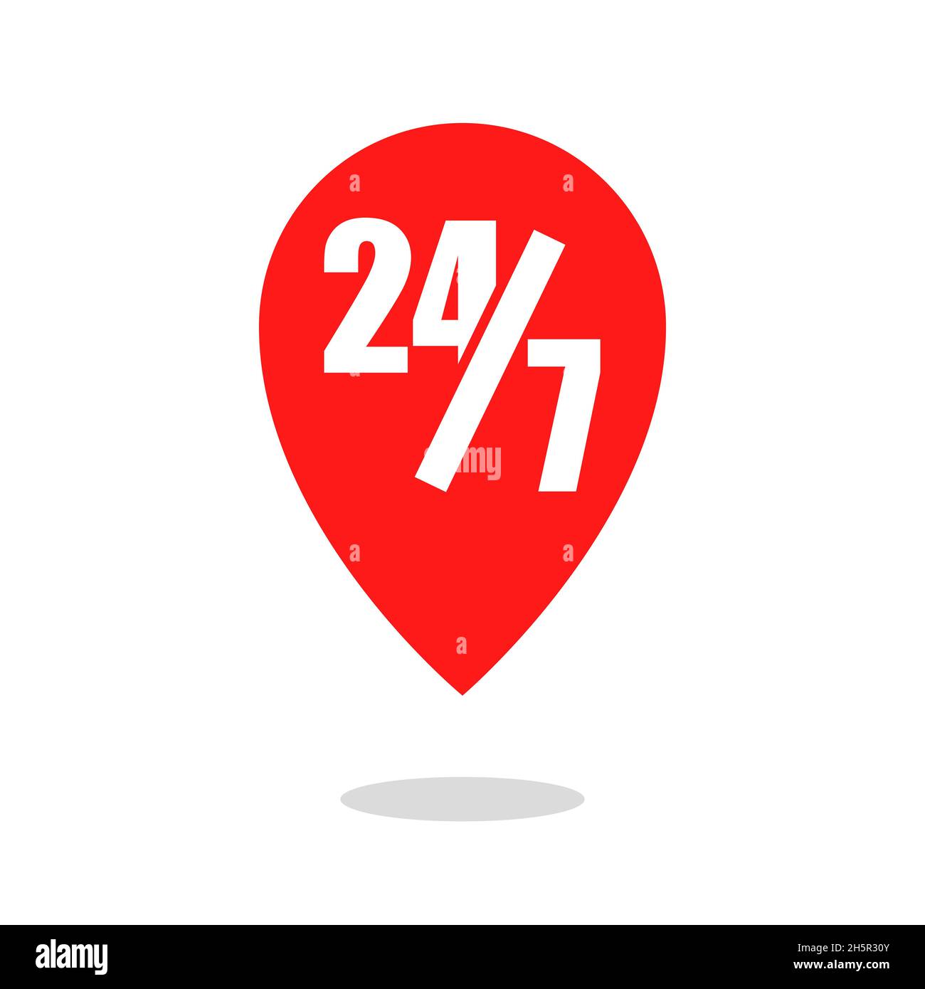 24 7 hours map place pointer, vector illustration of 24h service ...