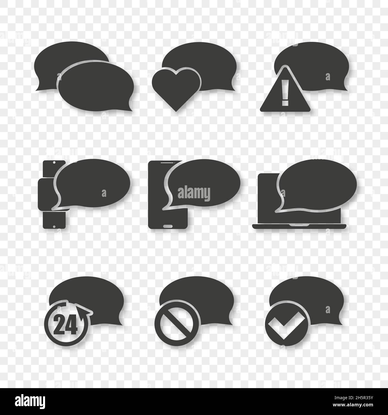 Bubble chat icons set on transparent background, vector Stock Vector ...