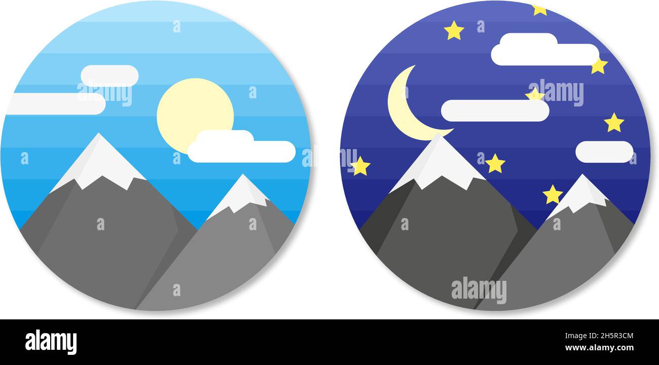 day and night mountain landscape with shadow, vector Stock Vector Image ...