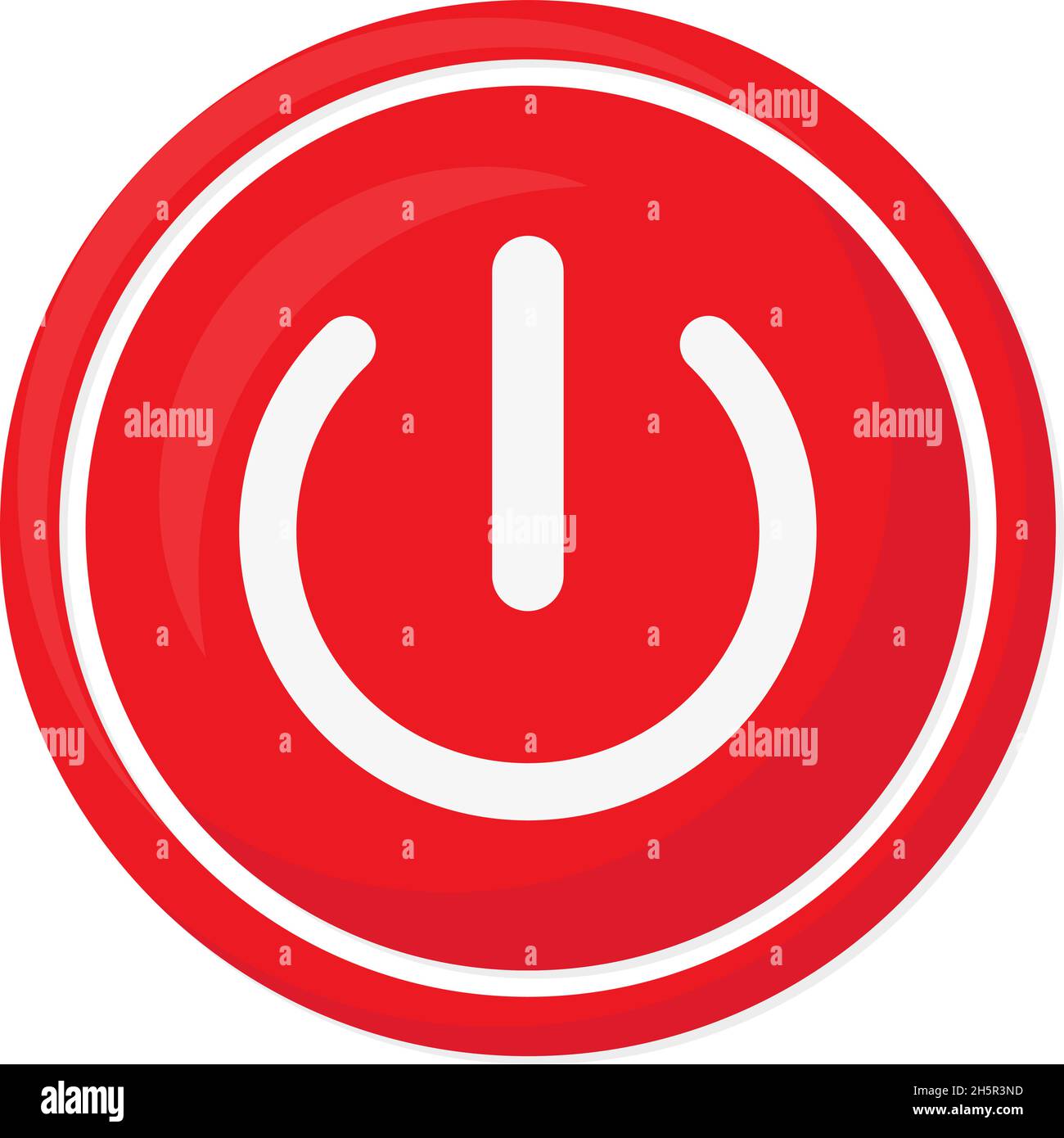 red button on off in flat with shadow Stock Vector Image & Art - Alamy