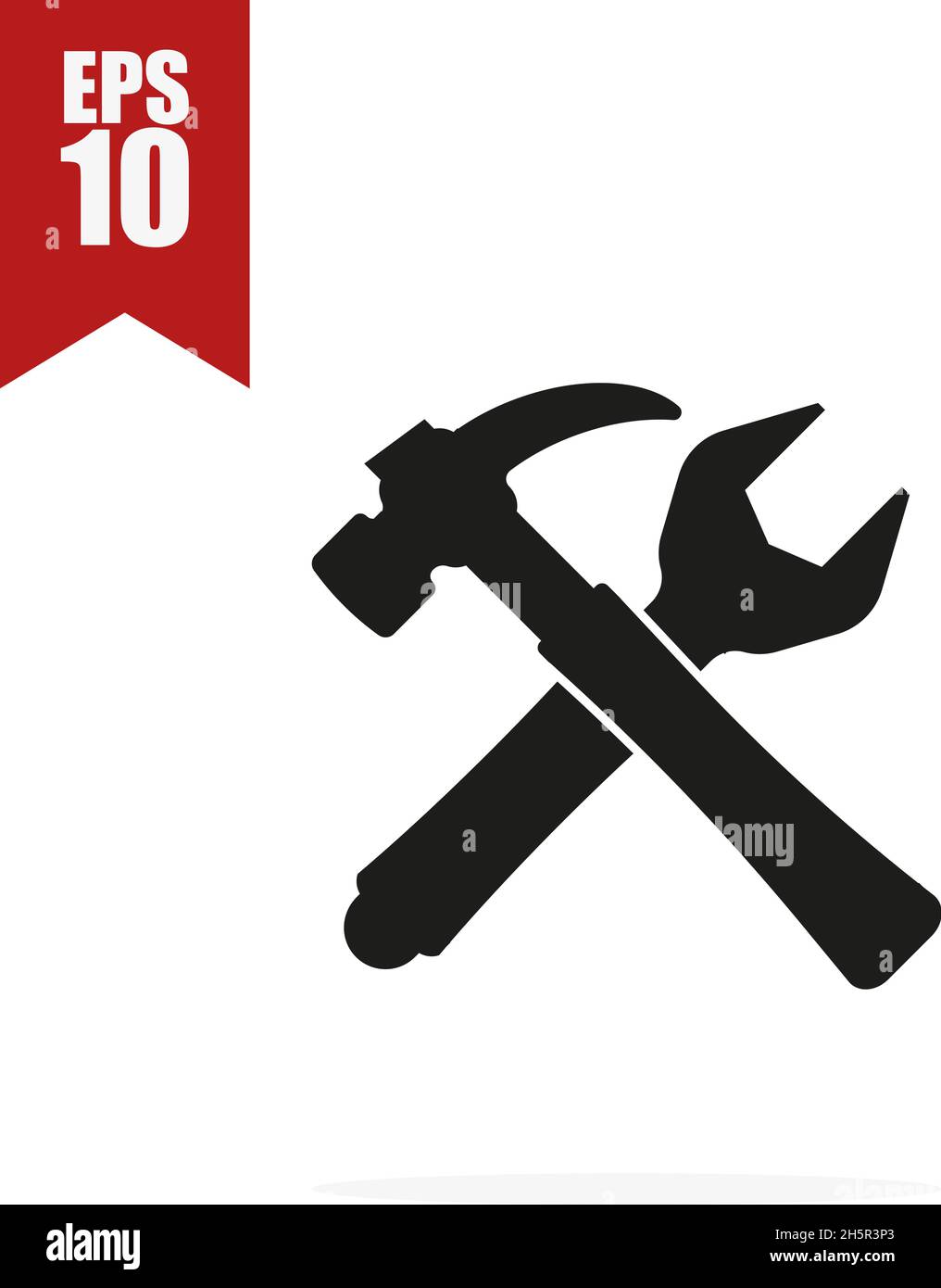 hammer and wrench icon with shadow, vector illustration Stock Vector ...
