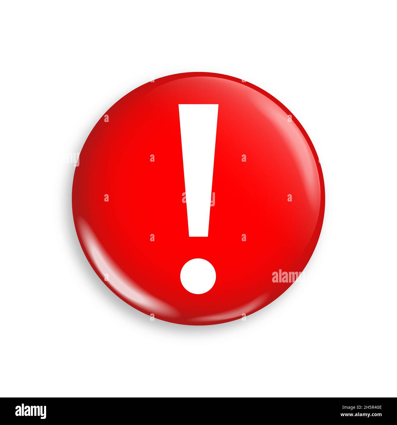Exclamation red mark in realistic vector style, warning badge with ...