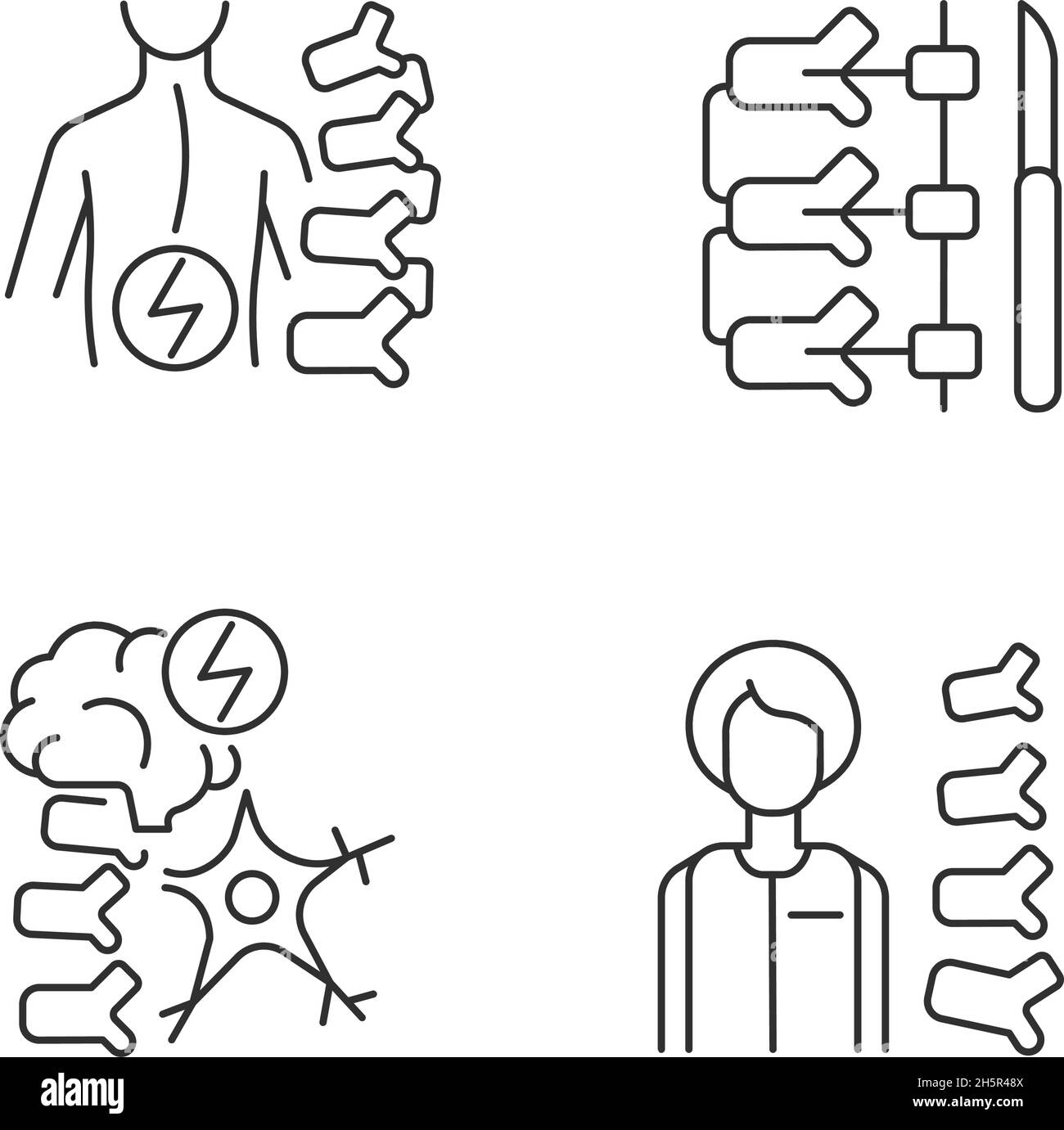 Spinal column disorders linear icons set Stock Vector Image & Art - Alamy