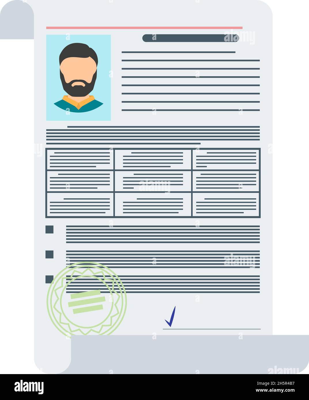 resume paper with photo in flat style, vector Stock Vector Image & Art ...