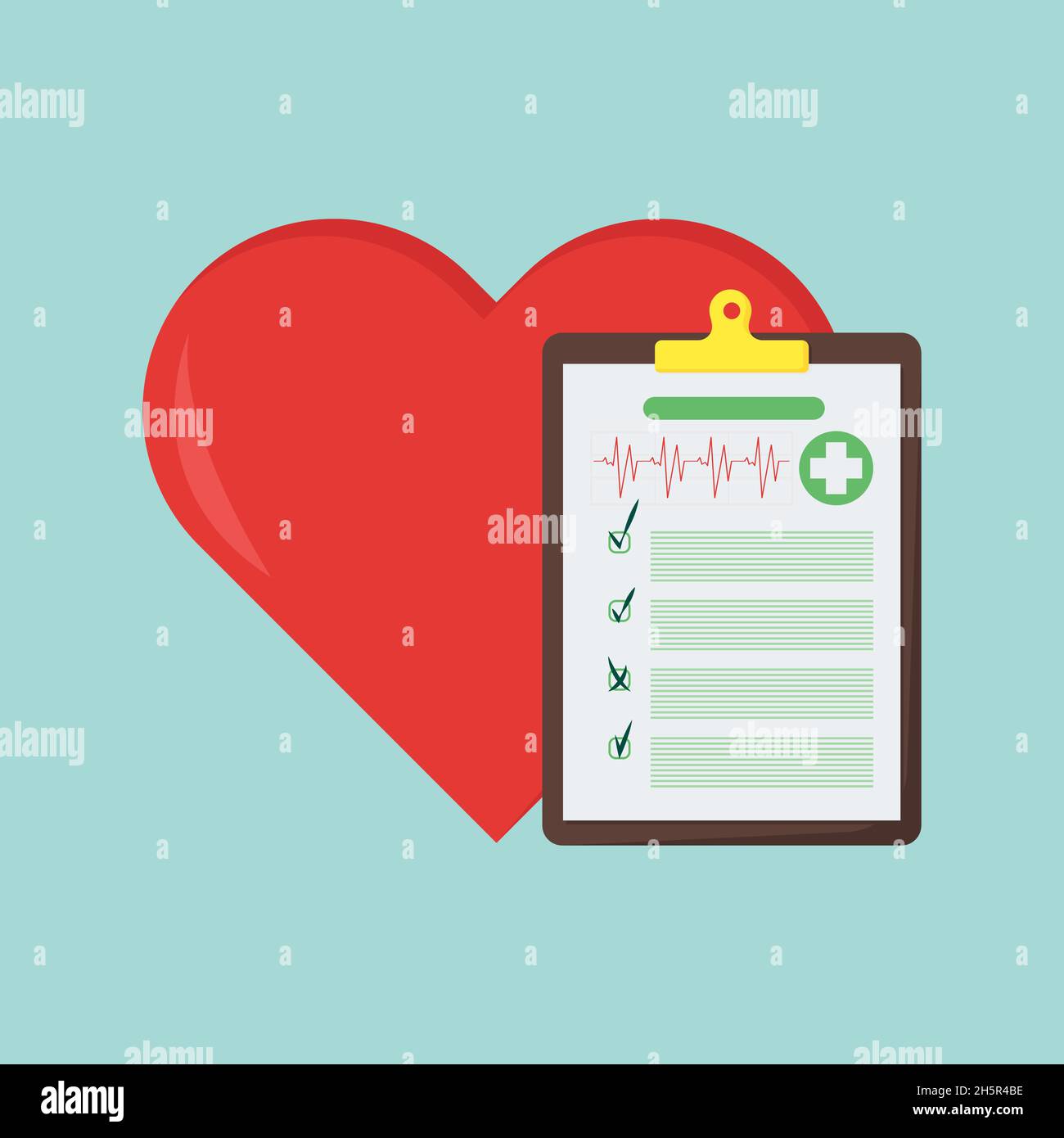 medical document with a heart in flat style, vector Stock Vector Image ...