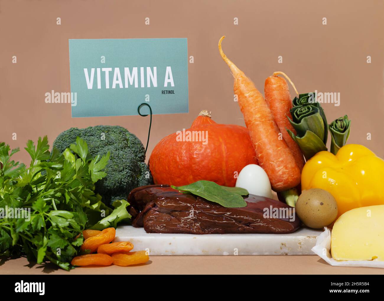 A set of natural products rich in vitamin A retinol. Healthy food ...