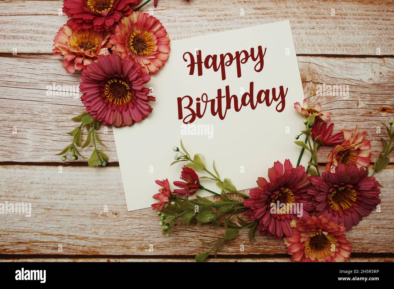 Happy Birthday card typography text with LED cotton ball on wooden ...