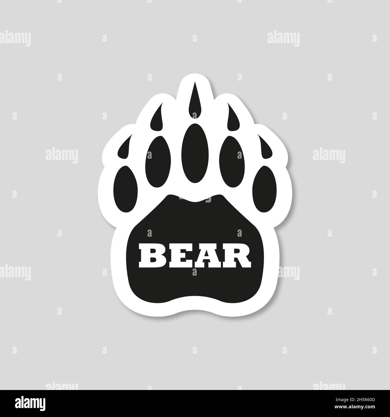 sticker with shadow bear footprint on gray background, vector Stock ...