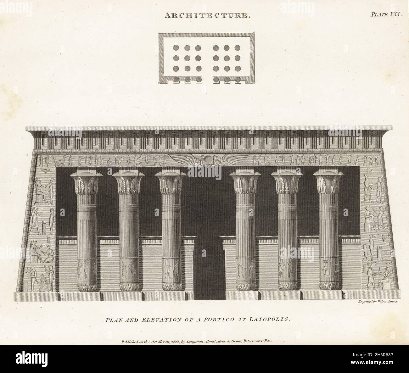 The Temple of Khnum at Esna, Egypt. Portico with six columns ...