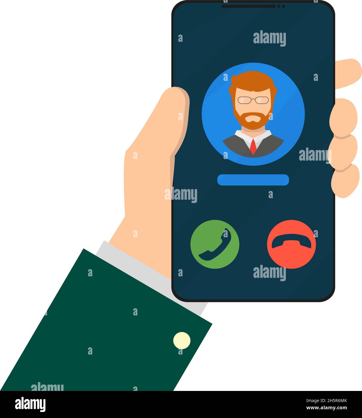 hand holding a ringing phone, flat style illustration Stock Vector ...