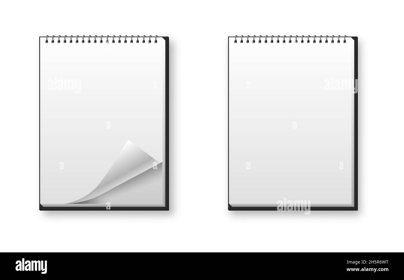 Notebook blank spiral mock up vector isolated white paper template ...