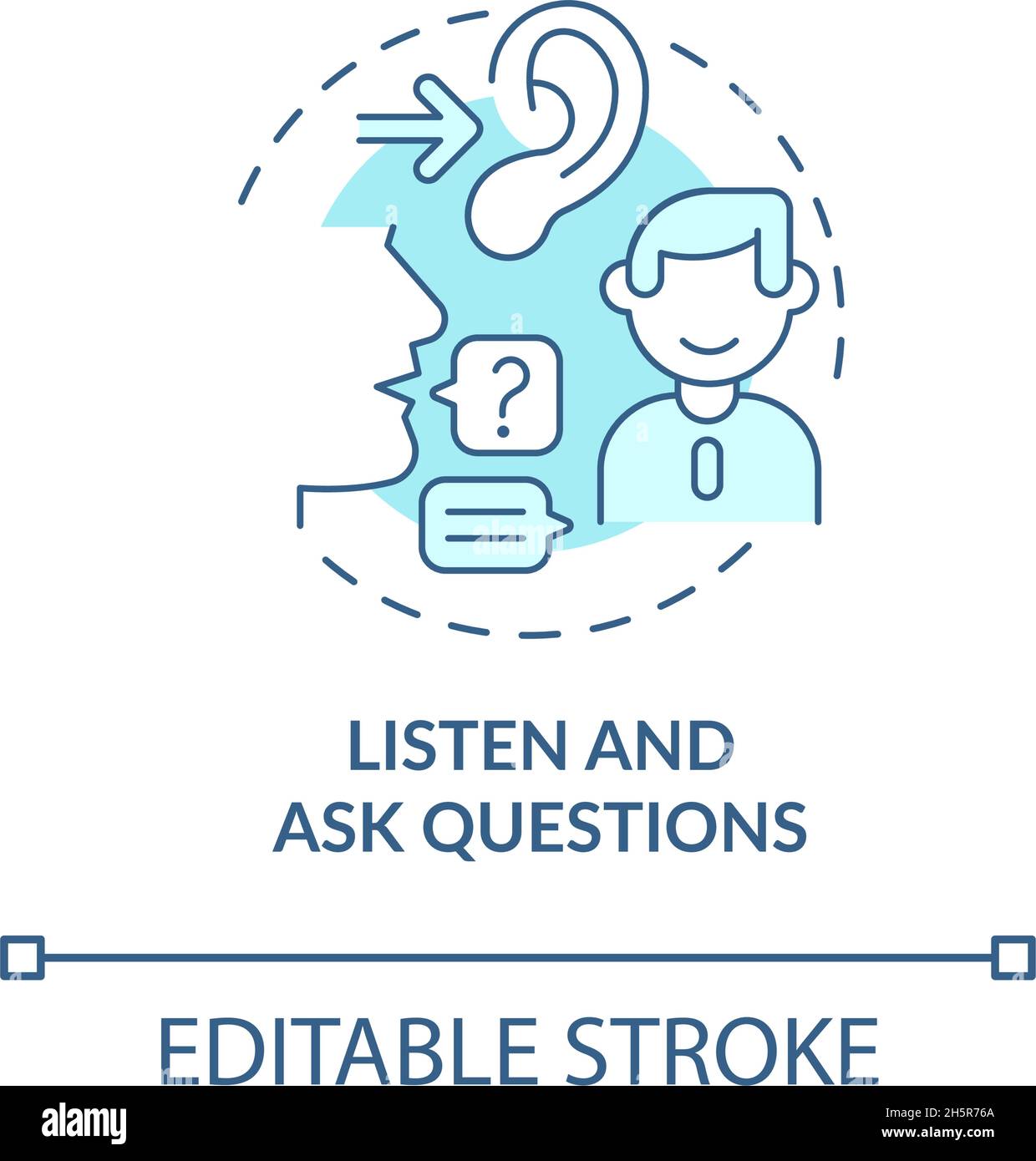 Listen and ask questions blue concept icon Stock Vector Image & Art - Alamy