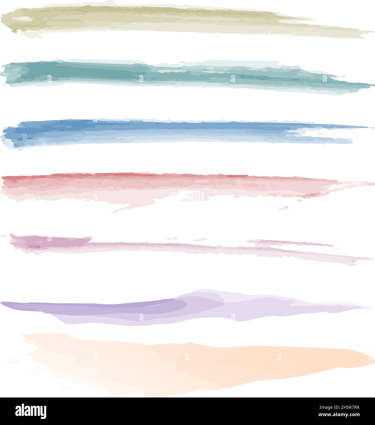 set of watercolor colored brushes on white background Stock Vector ...