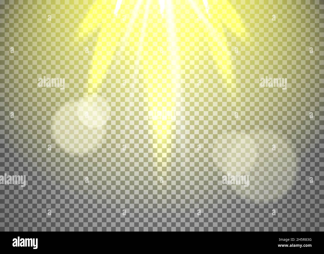 Bright light shine on transparent background effect, vectro glowing ...