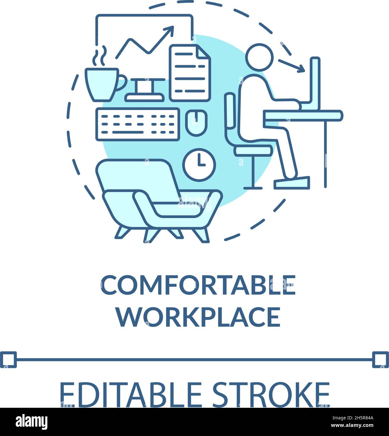 Comfortable workplace blue concept icon Stock Vector Image & Art - Alamy