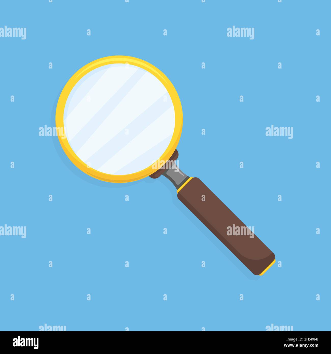 magnifier with shadow on blue background, vector illustration Stock ...