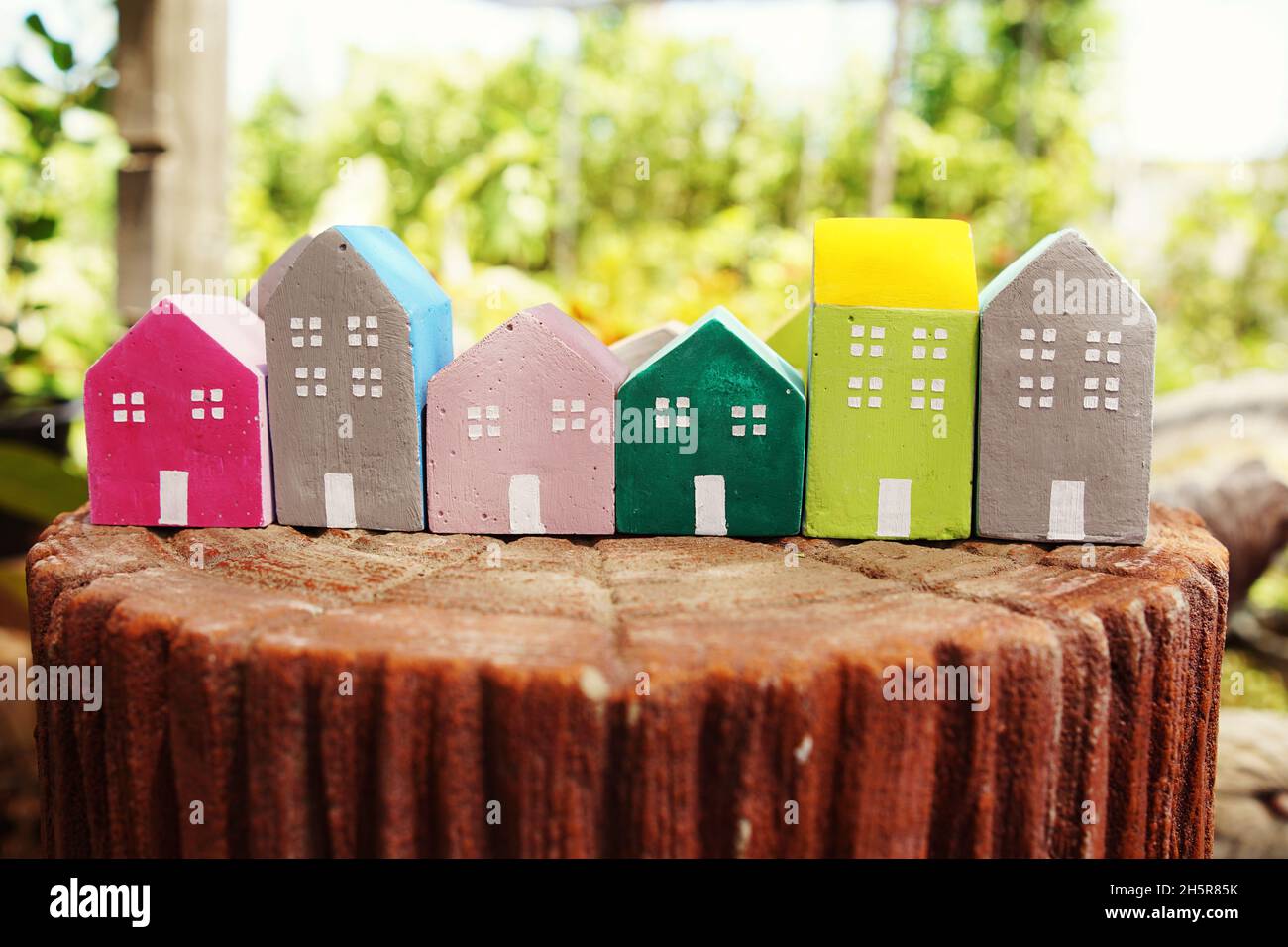 Colorful Miniature little houses village Home and Real Estate concept ...