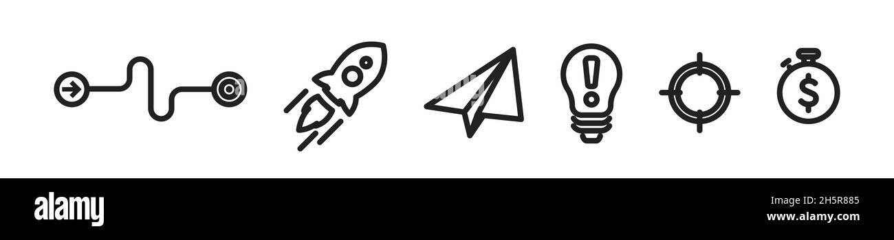 Start up vector icon business collection, startup symbol linear ...