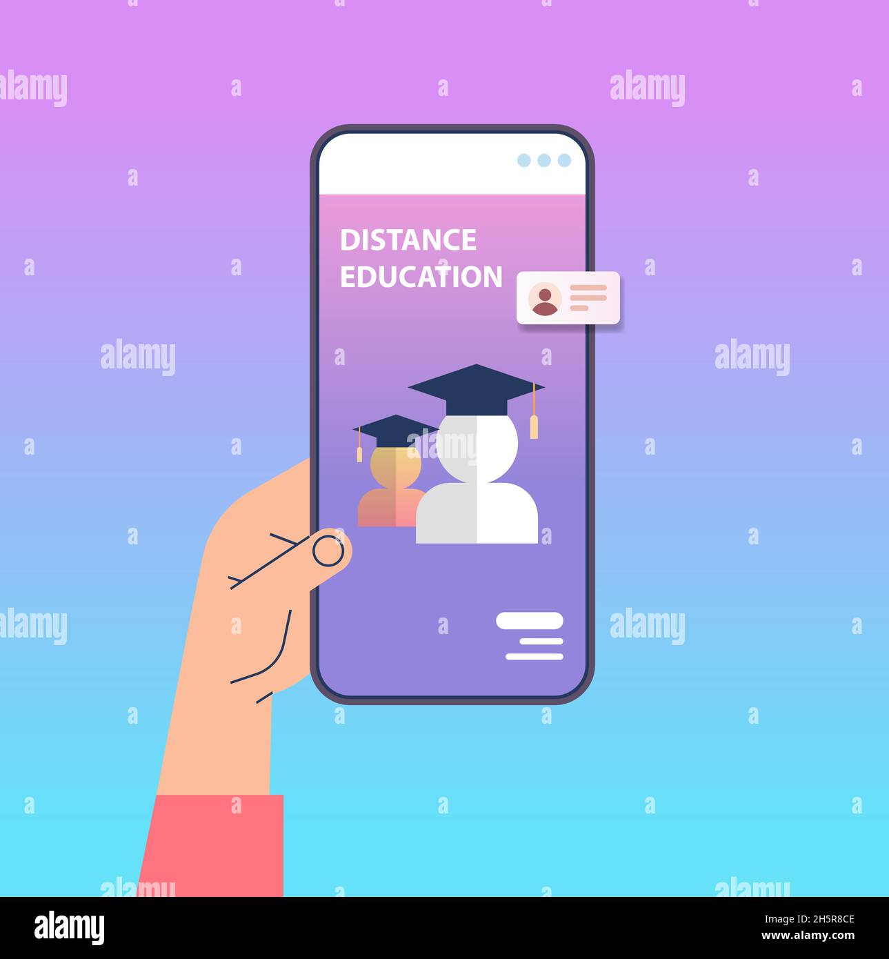 human hand using mobile educational app on smartphone screen online ...