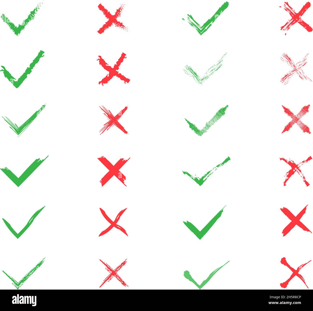 tick and cross set by different brushes, vector Stock Vector Image ...