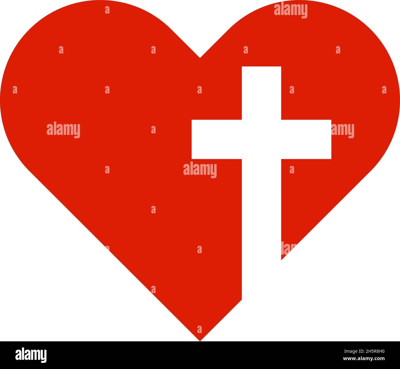 christian heart with cross in flat style, vector Stock Vector Image ...