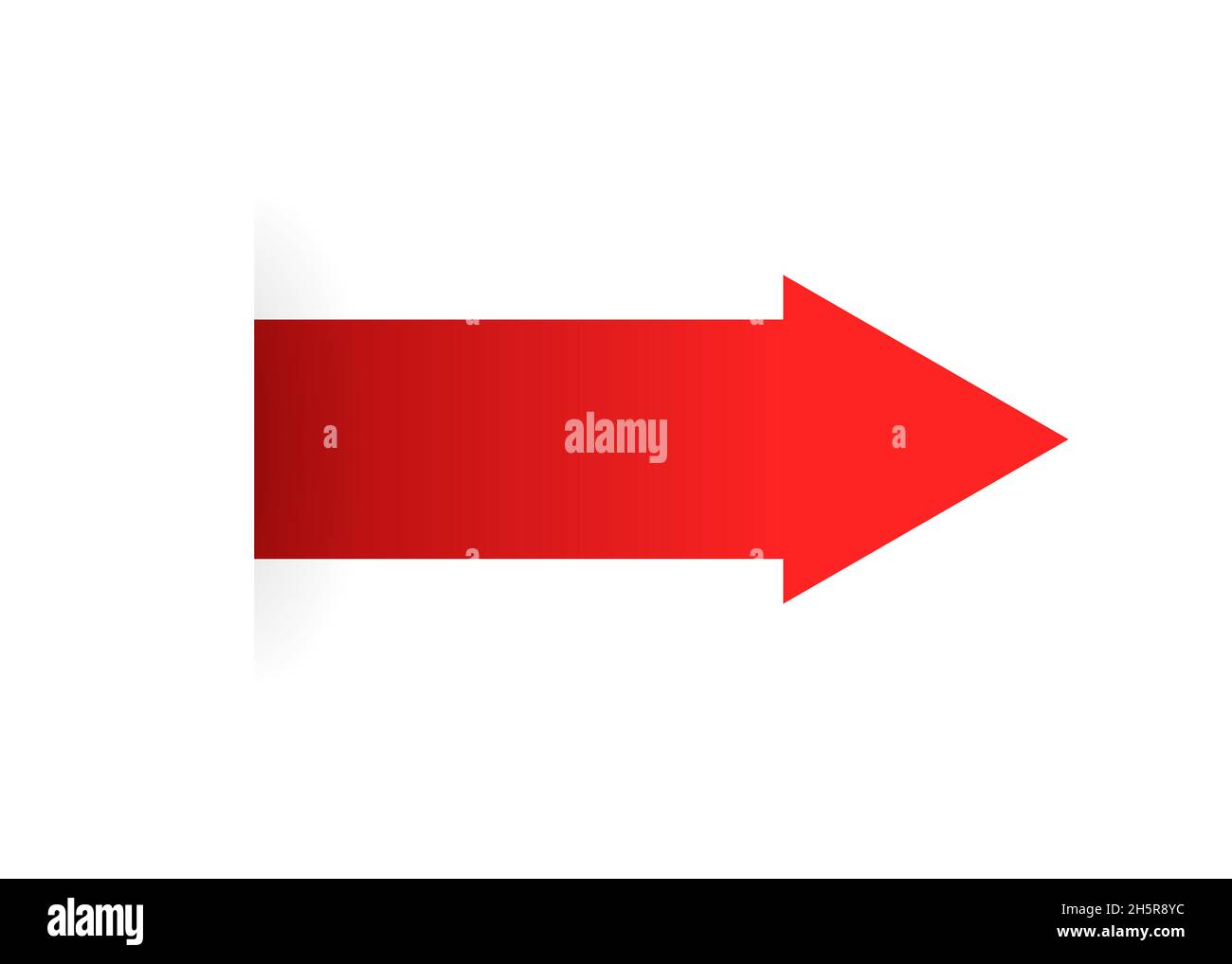 Arrow red vector curled graphic curve with shadow, pointer shape ...