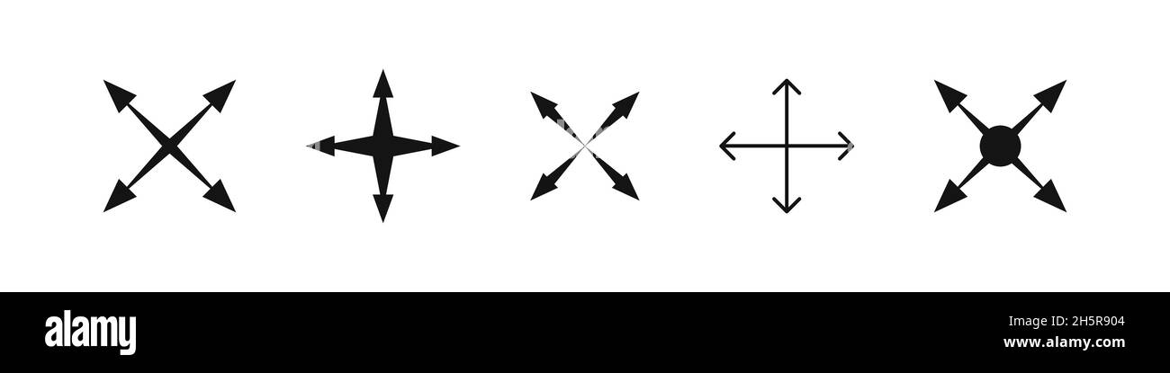 Arrow vector icon with different four dirrections, cross orientation ...