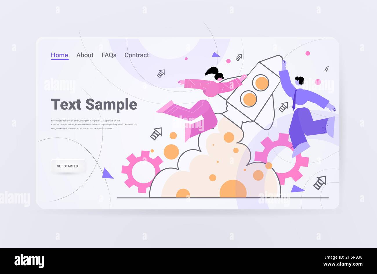 businesspeople launching space rocket successful business idea start up ...